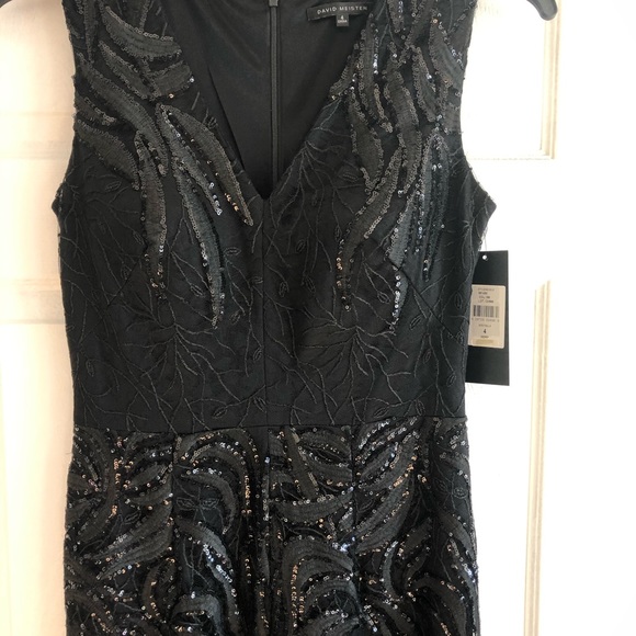 David Meister | Dresses | David Meister Black Sequined Evening Gown ...